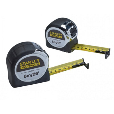 Stanley Hand Tools Fatmax Chrome Pocket Tapes 5m/16ft & 8m/26ft (twin ...