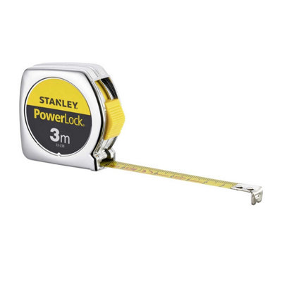 Stanley Powerlock Chrome Tape Measure Black/Yellow (3m)