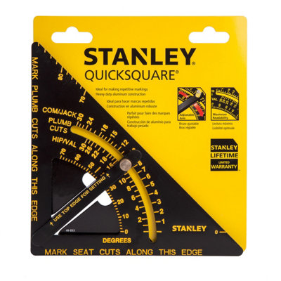 Stanley Tools 170mm Adjustable Quick Square for Precision Measuring and ...