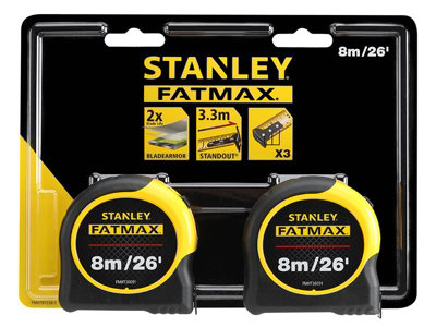 Stanley Tools FatMax Classic Tape Measure Twin Pack - 8M/26Ft with 32Mm ...