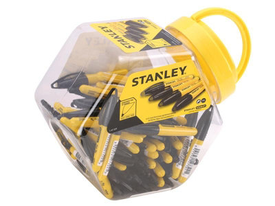 Stanley Tools Mini Fine Tip Black Marker Pens - 72 Pack