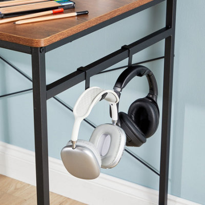 Stanton Computer Desk Dark Oak Adjustable Shelves Storage Hook Home ...