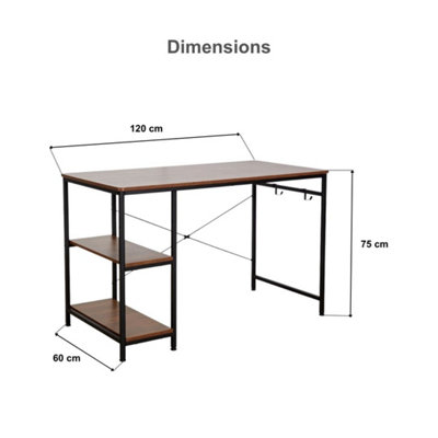 Stanton Computer Desk Dark Oak Adjustable Shelves Storage Hook Home ...