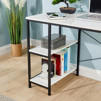 Stanton Computer Desk White Adjustable Shelves Storage Hook Home Office ...