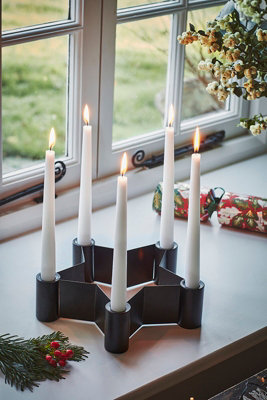 Star Shaped Centrepiece Dinner Candle Holder - Mild Steel - L25 x W25 x ...