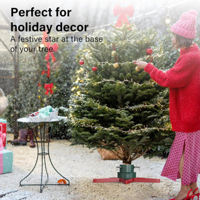 Star Shaped Christmas Tree Stand with 0.9L Water Reservoir Metal Base ...