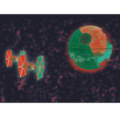 Star Wars Digital Moonlight Death Star Framed Canvas Print Black/Green ...