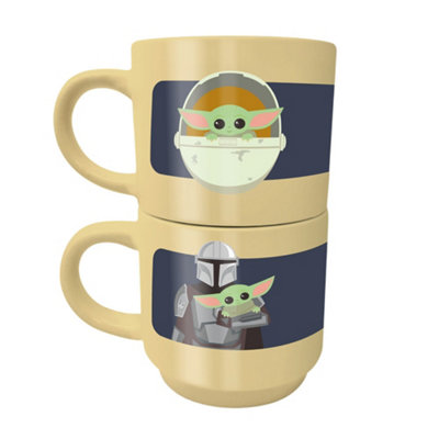 Star Wars: The Mandalorian Stackable Mug Set (Pack of 2) Yellow/Navy ...