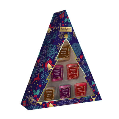 Starlytes 6 Pack Christmas Candle Triangle Votive Set | DIY at B&Q