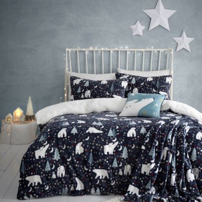 Starry Night Cosy Fleece Blue Duvet Cover Set