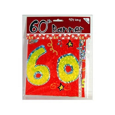 Stars 60th Birthday Banner Red/Yellow (One Size)