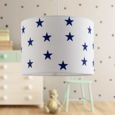 Stars - Navy Blue 25cm Easy Fit Pendant Fabric Shade