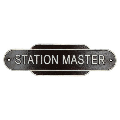 Station Master Sign Plaque Train Railway Wall Station Gate Fence Post ...