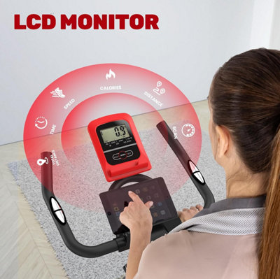 Stationary Exercise Bike with Slient Flywheel, LCD Monitor, Spin Bike ...