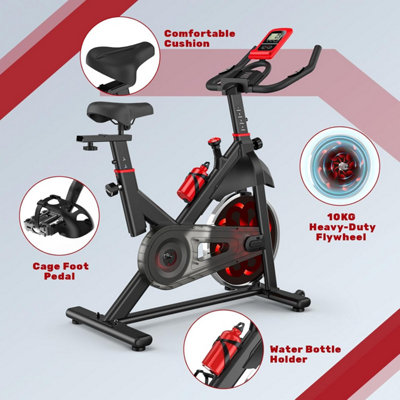 Stationary Exercise Bike with Slient Flywheel, LCD Monitor, Spin Bike ...