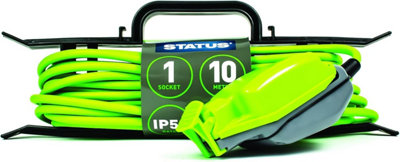 STATUS 1 Socket Extension Lead, 10m Green Waterproof Extension Cable ...