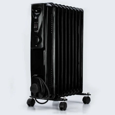 Status 7 Fin Oil Filled Radiator 1500W Black 3 Heat Settings With ...