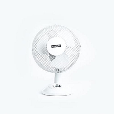 Status 9" White Desk Fan Oscillating 2 Speed