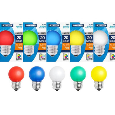 Status LED Assorted Colours Round Leo Bulbs 0.5 W , Pack of 5