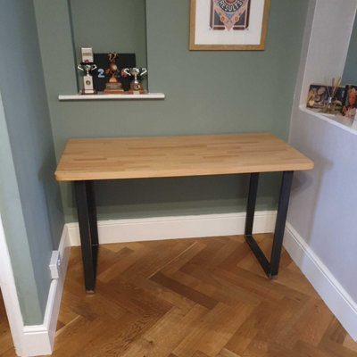 Staved Oak Desk with Steel U leg - 130x60cm