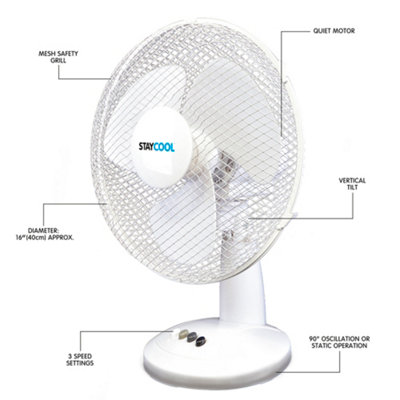 StayCool 16" (40cm) Desk Fan White