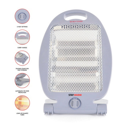 StayWarm 800w 2 Bar Quartz Heater - Grey
