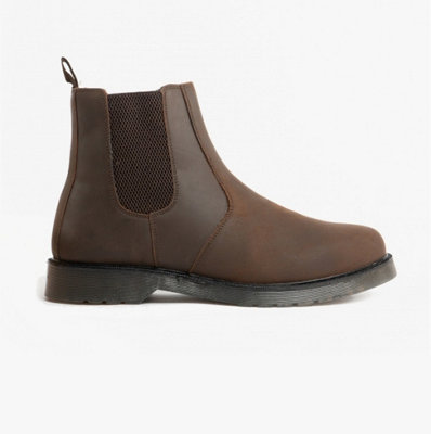 STB ELLIS Unisex Leather Air Cushioned Dealer Boots Waxy Brown - Size 3