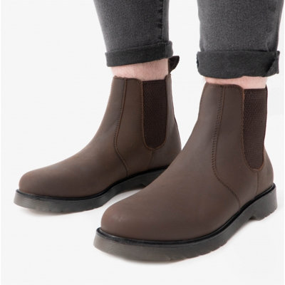 STB ELLIS Unisex Leather Air Cushioned Dealer Boots Waxy Brown - Size 3