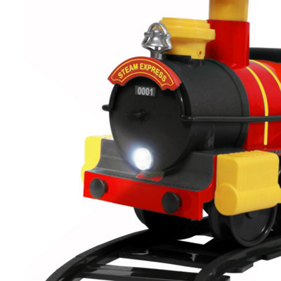 Steam Train Toddler 6v Battery Powered Interactive Ride On Set with Track