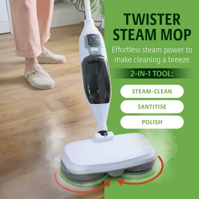 Steam Twister Mop - 2 in 1 - Handheld and Full Size, 500ml Removeable ...