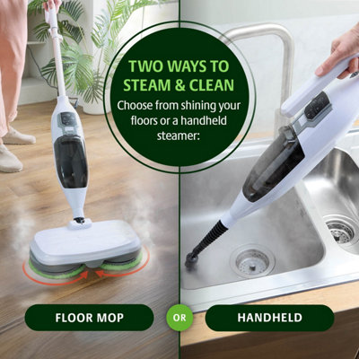 Steam Twister Mop - 2 in 1 - Handheld and Full Size, 500ml Removeable ...