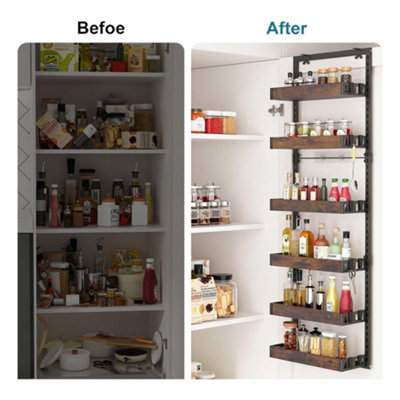 Steel and Wood Over the Door Multi Level Kitchen Storage shelves Brown