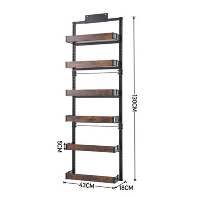 Steel and Wood Over the Door Multi Level Kitchen Storage shelves Brown