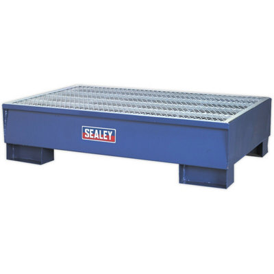 Steel Barrel Bund - 1340 x 800 x 335mm - Suitable for Storing 2 x 205L ...