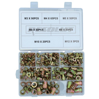 Steel Blindnut Fastener Nut Serts Inserts Rivets Assorted Sizes 3 ...