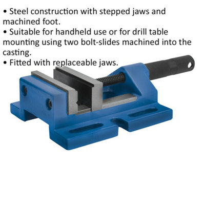 Shop Steel Drill Vice - 100mm Jaw Width - Replaceable Stepped Jaws ...