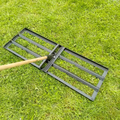 Steel Lawn Levelling Rake - 100 cm x 30 cm / 39" x 11" with Handle ...