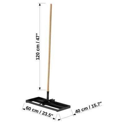 Steel Lawn Levelling Rake - 60 cm x 40 cm / 23" x 15.7" with Handle ...