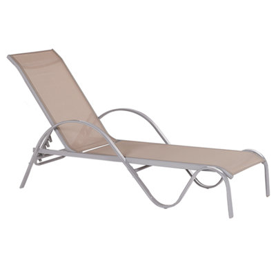 Steel Reclining Sun Lounger Light Brown PROCIDA