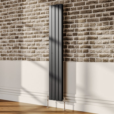 Steel Smoke Grey Vertical Tall Radiator with Double Panel W 304 mm x H ...