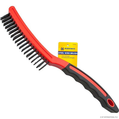 Steel Wire Brush - Soft Gripped Handle, Cleaning Hand Tool | DIY at B&Q
