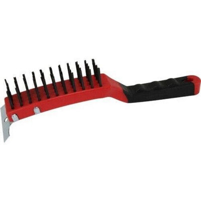 Steel Wire Brush With Scraper Soft Grip Long Handle Hand Tool Cleaning ...