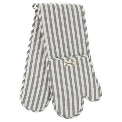 Stellar Textiles 93cm Grey Stripe Double Oven Glove