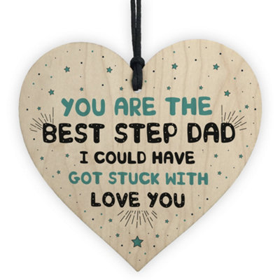 Step Dad Gift Wooden Heart Step Dad Birthday Christmas Gift Thank You ...