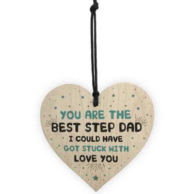 Step Dad Gift Wooden Heart Step Dad Birthday Christmas Gift Thank You ...