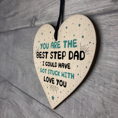 Step Dad Gift Wooden Heart Step Dad Birthday Christmas Gift Thank You ...