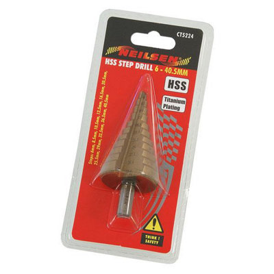 Step Drill HSS Steel Titanium Cone Bit 6mm - 40mm (Neilsen CT5224)