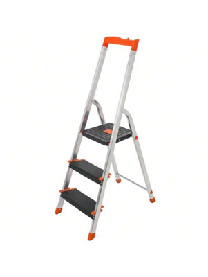 Step Ladder, 3-Step Folding Ladder With 12 Cm Wide Steps, With Tool ...
