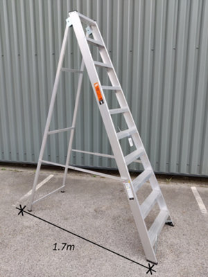 Step Ladders Small 10 Tread 2.21 m Lightweight Aluminium Swingback ...