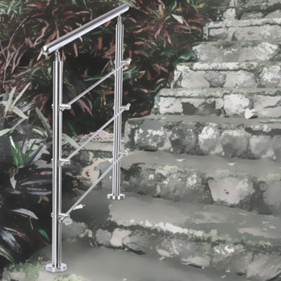 Step Railing Stair Railing Banister Stainless Steel Handrail with 3 ...